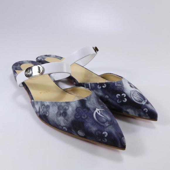 Christian Louboutin | Shoes | Choc Lock Flat Jeans Blue Tie Dye Logo ...